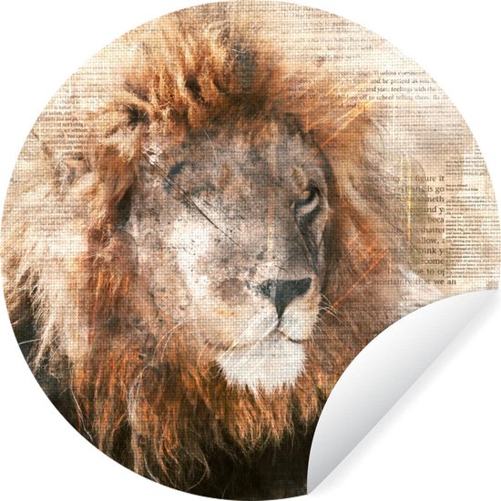WallCircle - Muurstickers - Behangcirkel - Leeuw - Krant - Kleuren - 80x80 cm -... | bol