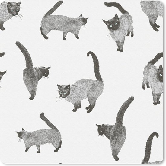 Muismat - Mousepad - Katten - Patronen - Grijs - 30x30 cm - Muismatten ...