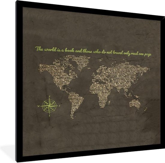 Fotolijst incl. Poster - Wereldkaart - Krant - Groen - 40x40 cm ... Fotolijst incl. Poster - Wereldkaart - Krant - Groen - 40x40 cm ...