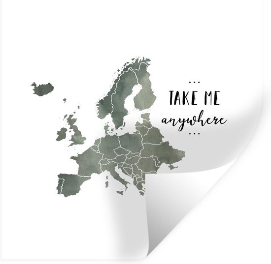 Muurstickers - Sticker Folie - Kaart - Europa - Waterverf - Quote ...