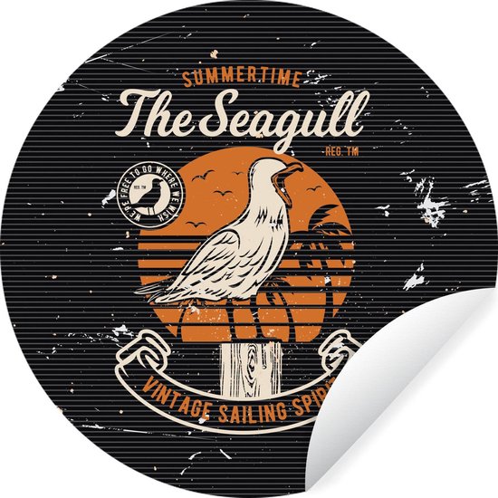 WallCircle - Muurstickers - Behangcirkel - Vintage - Vogel - Strand - 100x100 cm -... | bol.com