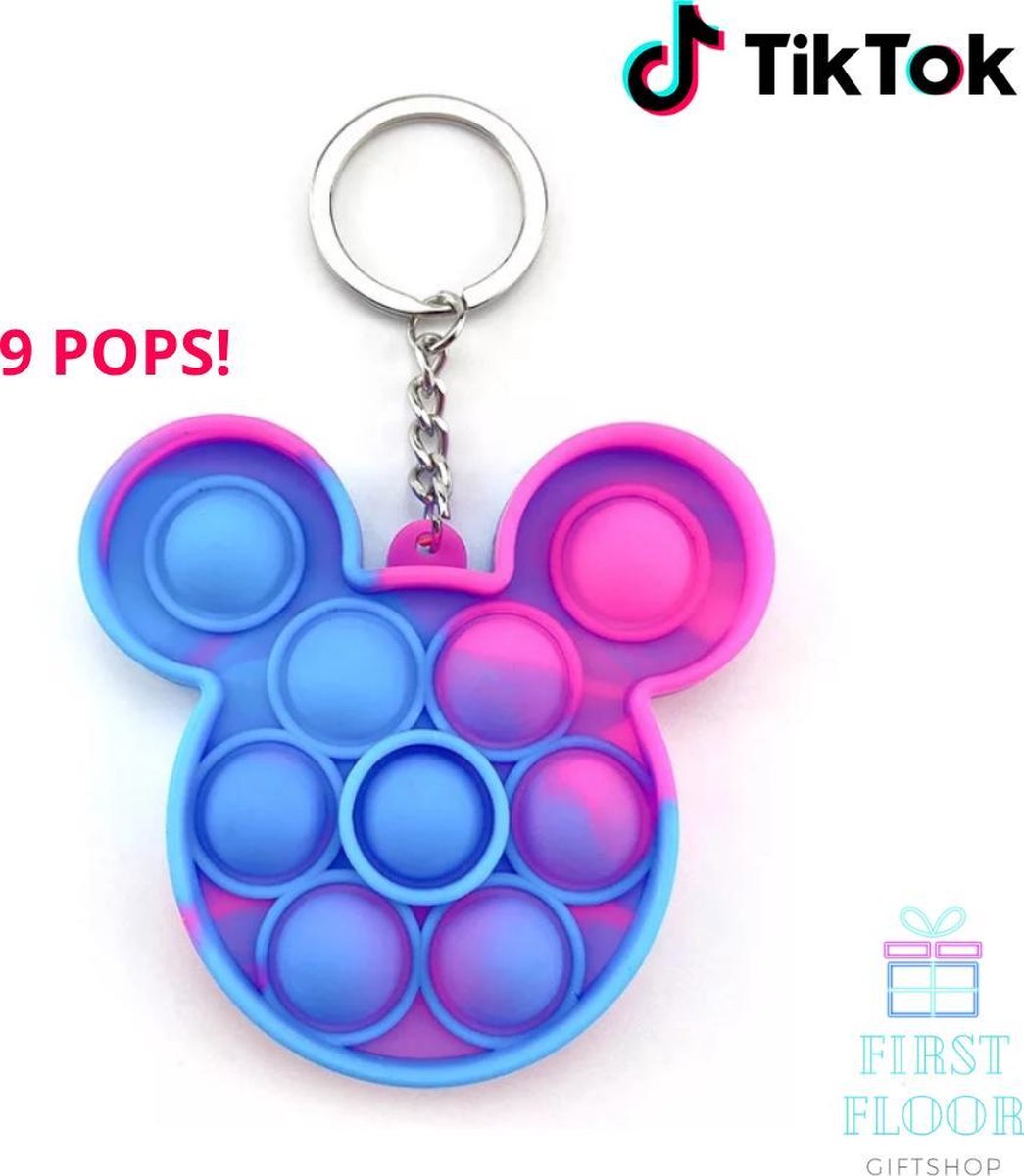 Fidget Toy – Pop It – Mickey Mouse –Sleutelhanger – Blauw Roze | bol