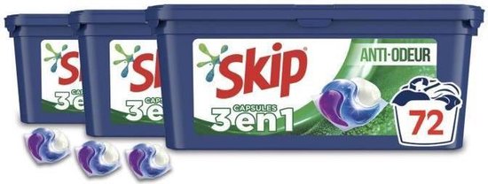 SKIP Capsules de Lavage 3 en 1 Végétales et Biodégradables - Anti-odeur ...