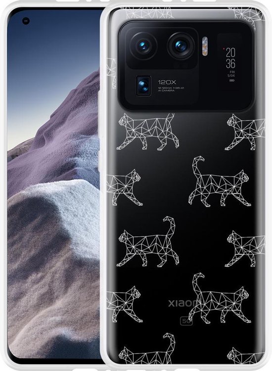 Hoesje geschikt voor Xiaomi Mi 11 Ultra Geometric Cats | bol