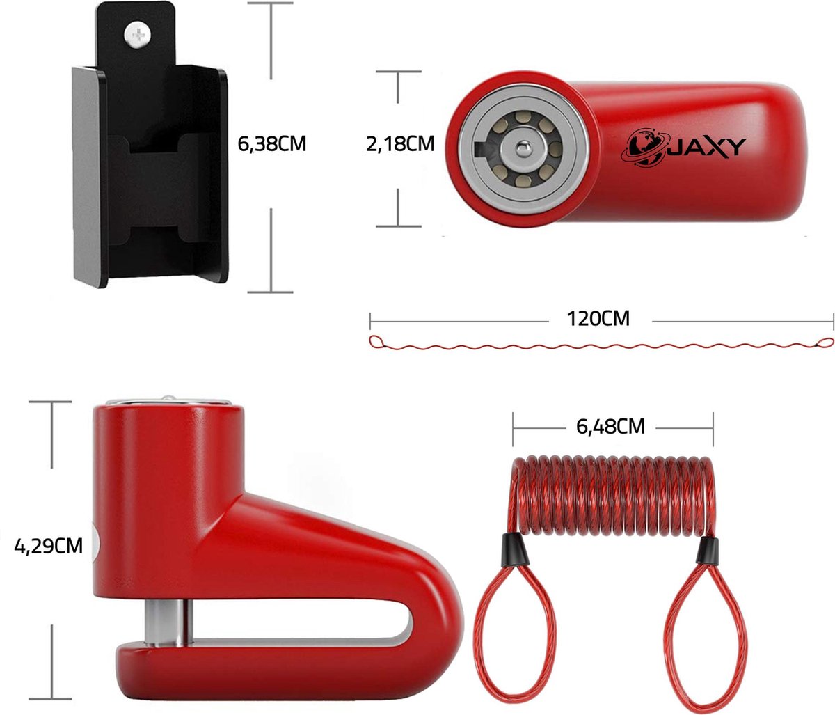 JAXY Schijfremslot - Fiets Slot - Elektrische Step Slot - Remschijfslot ...