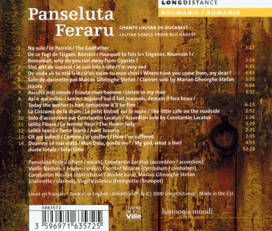 Panseluta Feraru - Chants Lautar De Bucarest (CD), Panseluta Feraru ...