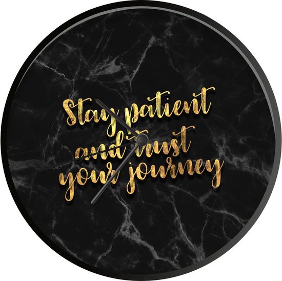 Klok Ø 30 Cm Quotes Motivatie Zwart Marmer Zwart Wandklok