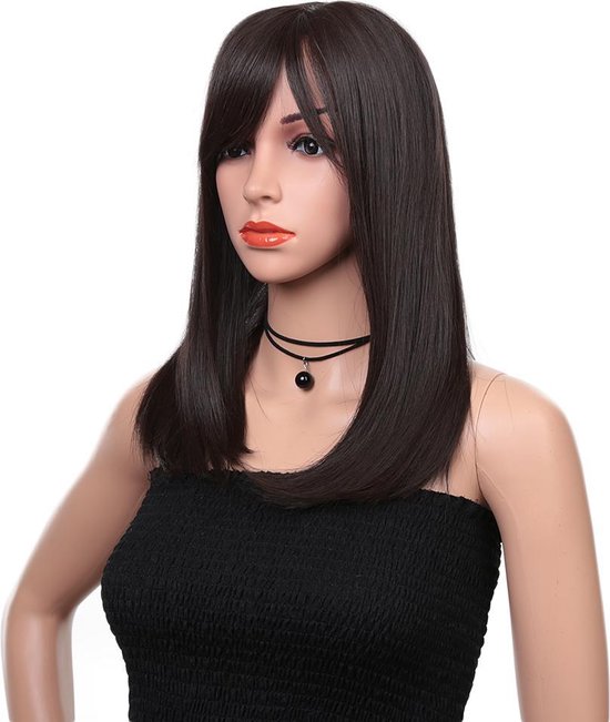 Pruiken dames / Synthetic fiber lace wig-Linda 16 INCH #4 ( Brown ) | bol