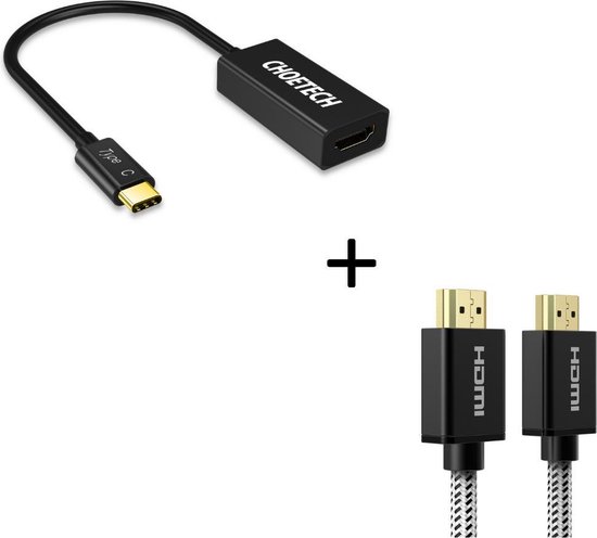 Choetech - USB-C naar HDMI adapter - 4K resolutie - Incl. HDMI kabel ...
