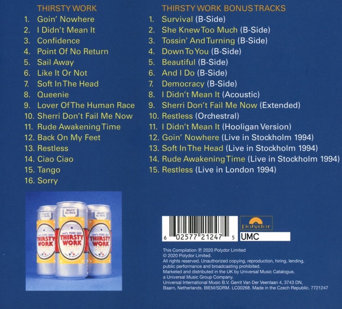 Status Quo - Thirsty Work (CD) (Deluxe Edition), Status Quo | CD (album) | Muziek | bol.com
