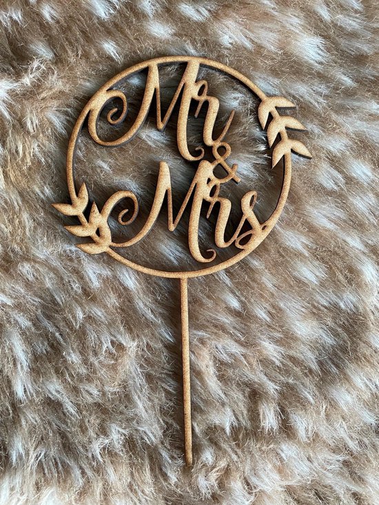 Taarttopper Mr & Mrs onbehandeld - Trouwen - Bruiloft | bol