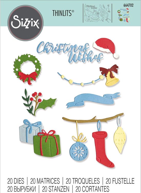 Sizzix Thinlits Snijmal Set - Christmas Decorations - 20 stuks | bol