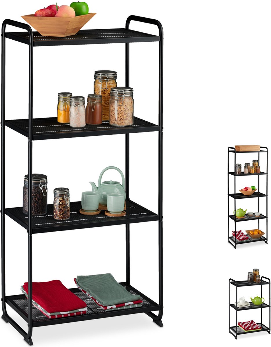 Relaxdays opbergrek metaal - wandrek industrieel - stellingkast ...