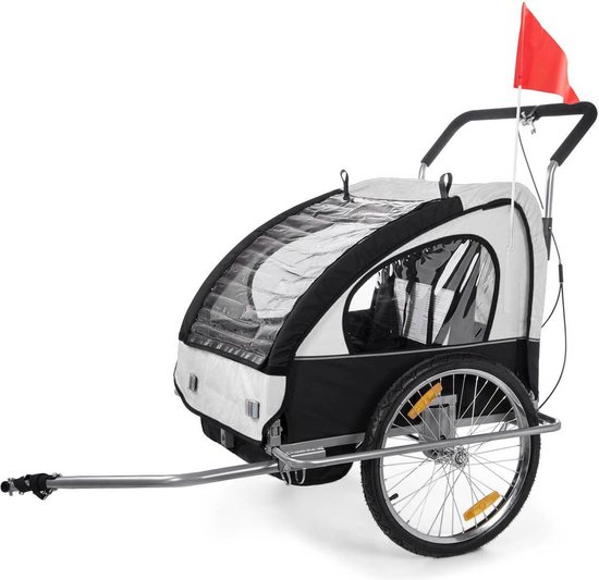 Fietskar - 2in1 Jogger - Wit/Zwart - Frame zilver | bol