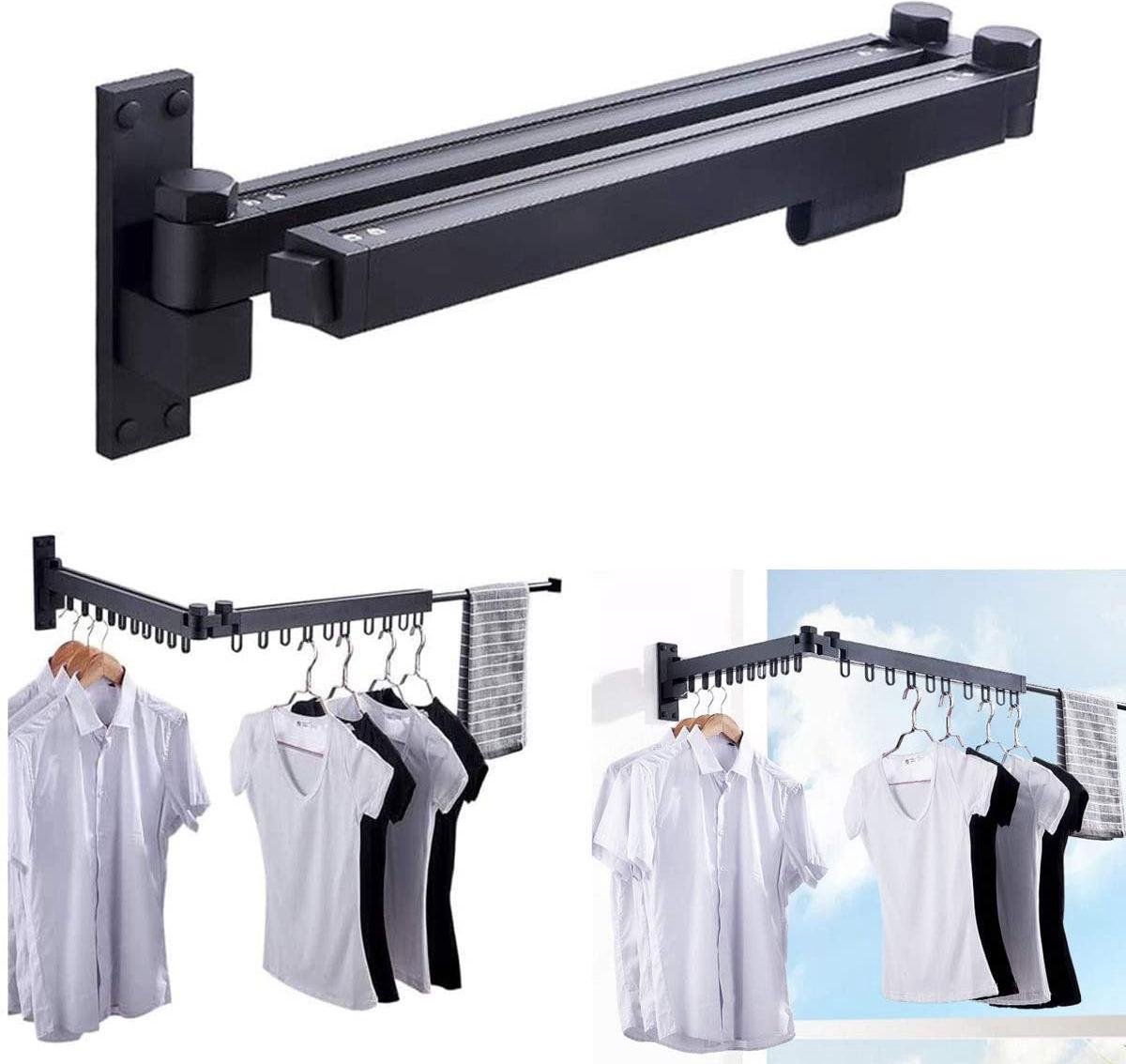 Wasrek | Droogrek | Inklapbaar | Muurbevestiging | Zwart | Tot 27 kg ...