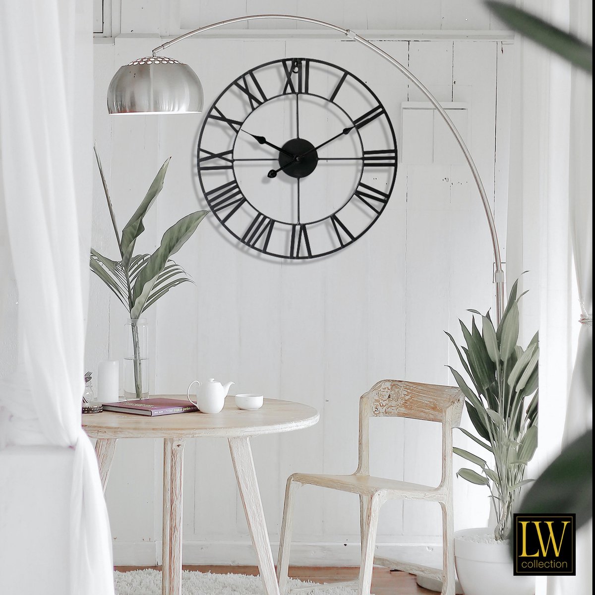 LW Collection kleine Wandklok Zwart 40cm - Moderne zwarte klok romeinse ...