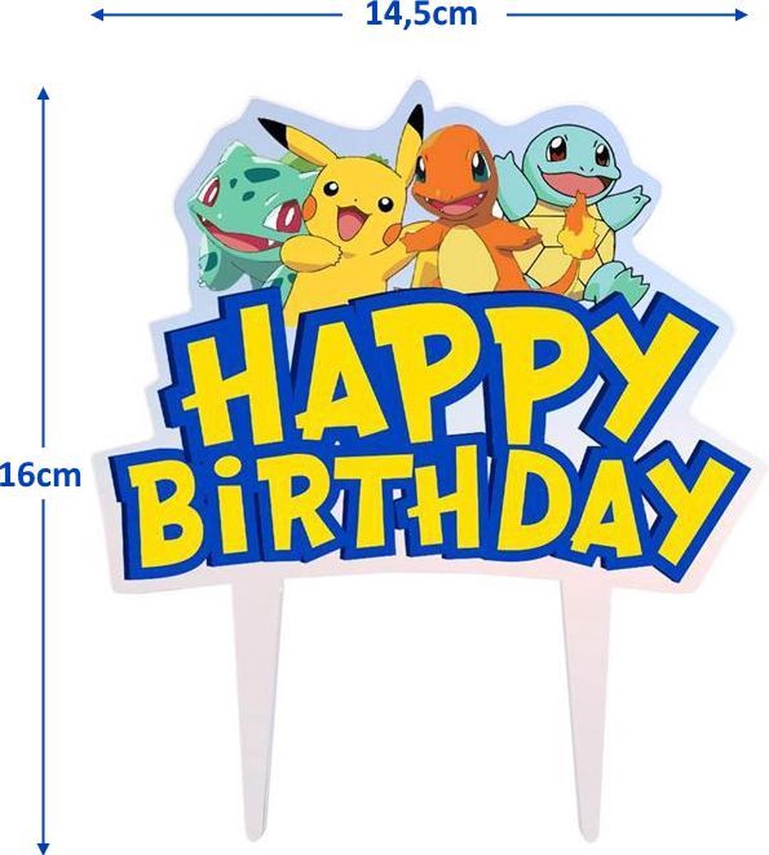 Pokémon Verjaardag Versiering - Taart decoratie - 1 stuk - Feestpakket ...