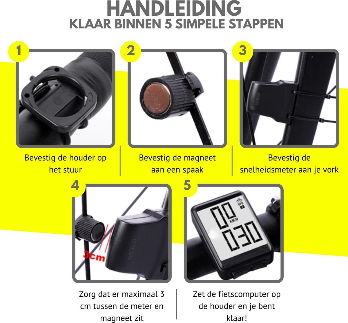 Fietscomputer Draadloos Waterdicht Kilometer en Snelheidsmeter Fiets -DESO® Draadloze... | bol.com