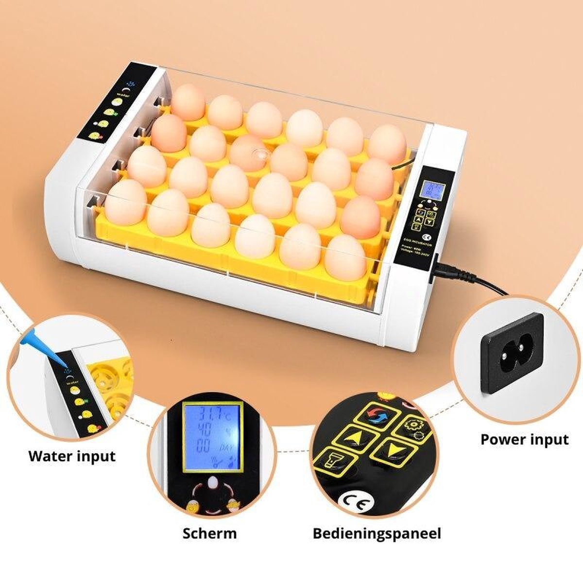 Broedmachine - 24 eieren - Broedmachine automatisch - Draait de eieren om - Incubator... | bol