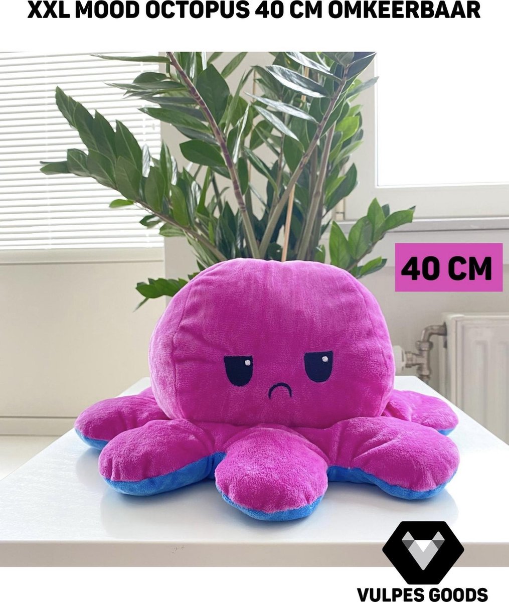 Vulpes Goods® Mood Octopus XXL 40 cm - EXTRA ZACHT - Omkeerbaar ...