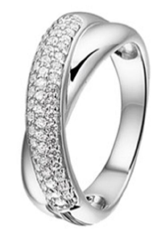 Schitterende Zilveren Ring met Zirkonia's 17.25 mm. (maat 54) model 198 ...