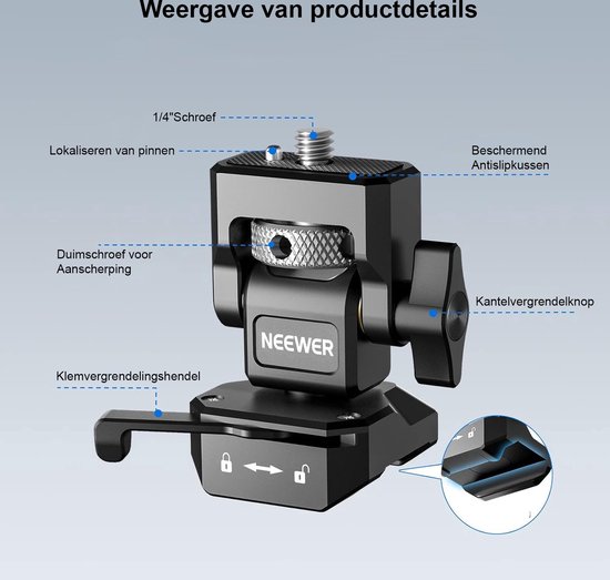 Camera Monitor Bevestiging met 3/8" ARRI Locating Duimschroef voor 5 ...