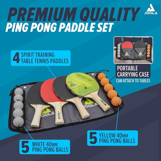 Tafeltennisset Family 4 tafeltennisbatjes + 10 balen + tas - Complete ...