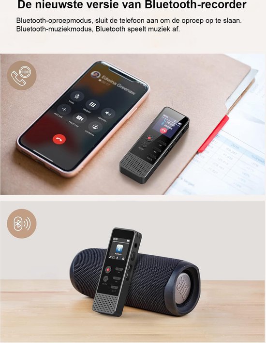 Draadloze Dictafoon Recorder met Bluetooth - Spraakactivering - Hoge ...