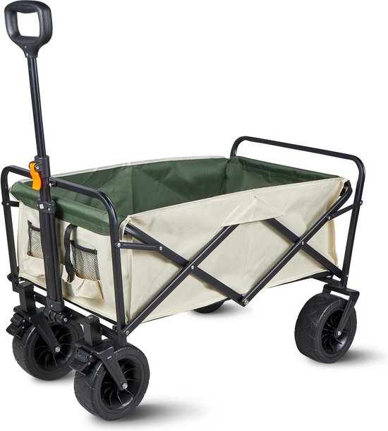Bolderkar Opvouwbaar / Bolderwagen met Duwstang - Zwart / Beige | bol