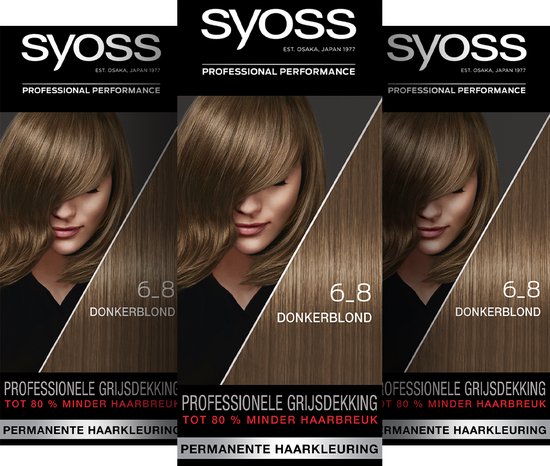 Syoss Baseline - 6-8 Donkerblond - Permanente Haarverf - Haarkleuringen - 3 stuks | bol