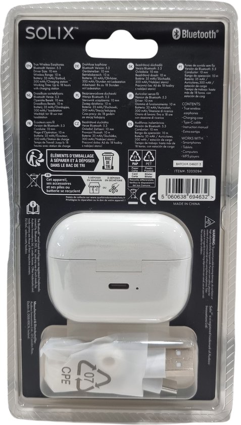 Solix True Wireless Earphones wit met touch bediening - Bluetooth ...