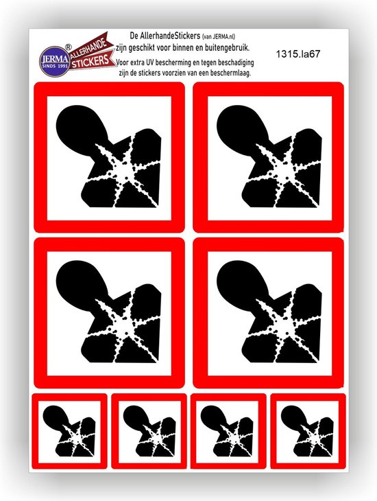 Gezondheidsrisico, sticker set, rood, wit GHS08- etikettering | bol