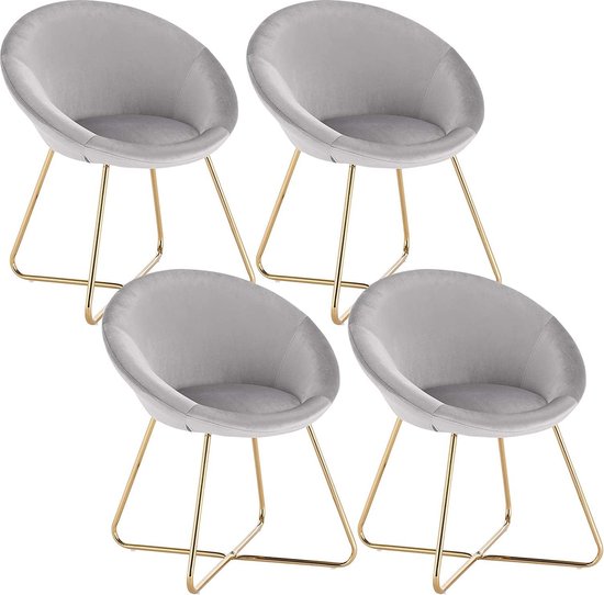 Set van 4 eetkamerstoelen - fluwelen stoelen - modern eetkamermeubilair ...
