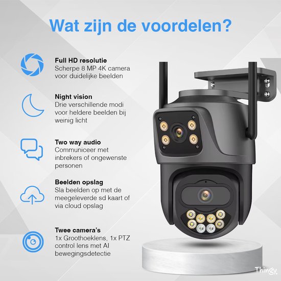 Thingy Beveiligingscamera 4K Ultra HD - Zwart - Voor Binnen & Buiten - Buitencamera -... | bol