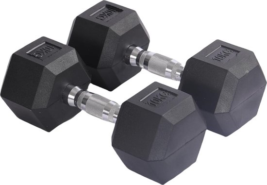 Endless Pair 10 x 2 = 20 kg zeshoekige halter | Zwart | Materiaal ...