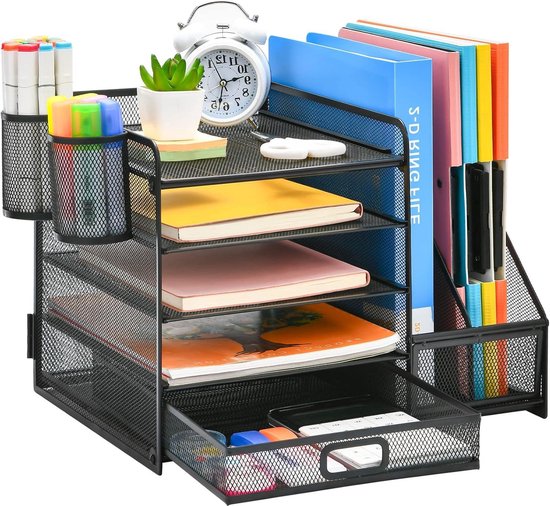 Bureauorganisator met bestandshouder - 5-laags papieren brieflade ...