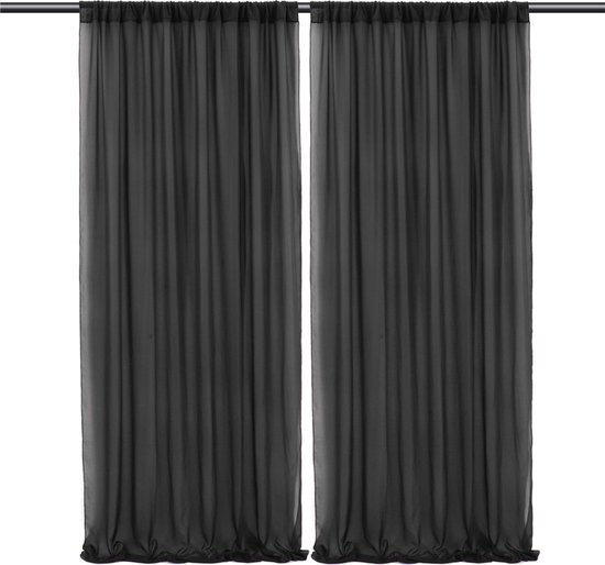 2 PCS Panel Achtergrond Sluier Chiffon Achtergrond Gordijn Transparante ...