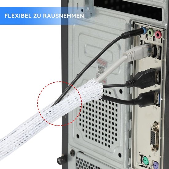 6,1 m Kabelslang, 12-20 mm, zelfsluitend kabelkanaal, flexibel geweven ...