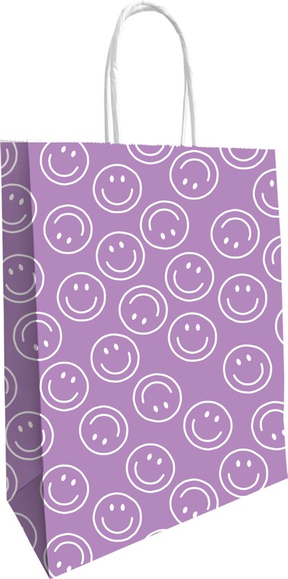2 Papieren tas - Smiley Lila - MAAT -> 22 x 10 x 31 cm ...