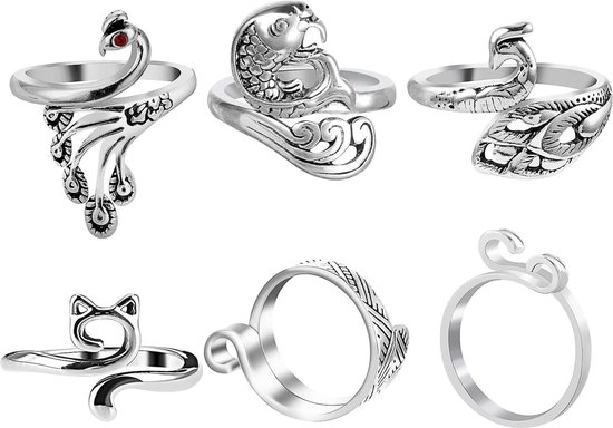 6 stuks - Haakringen voor vinger garen - Verstelbare haaklusring - Brei ...