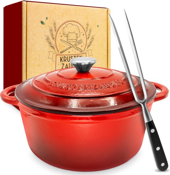 Krustenzauber gietijzeren kookpot [incl. Vleesvork] - Hoogwaardige ...