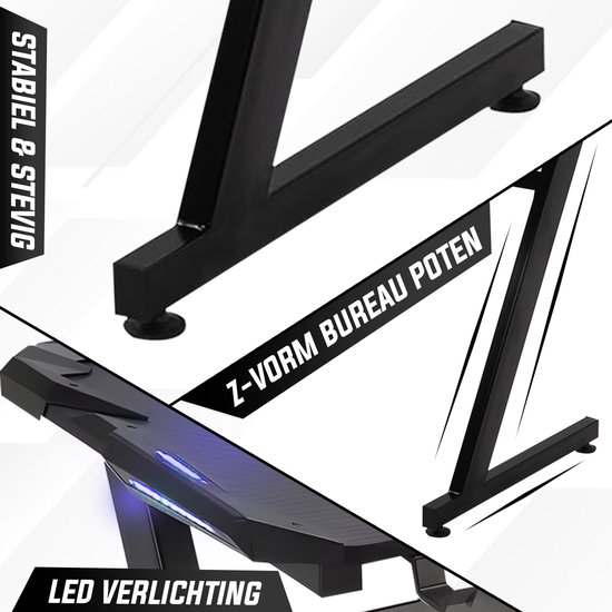 Bayt Gaming Bureau - Game tafel met LED - 120 x 60 x 75 cm | bol