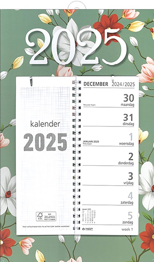 MGPcards - Omlegweekkalender 2025 - Week begint op maandag - 21 x 34 cm ...