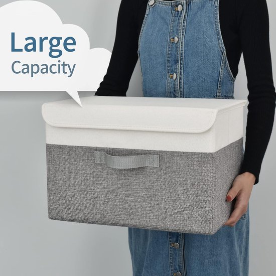 Opbergboxen met deksel, pak van 2 stoffen opbergdozen met deksels ...