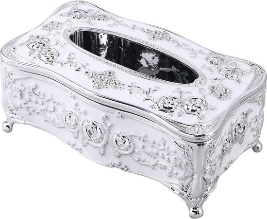 Tissue Box Square Plastic with Lace Floral Pattern Cosmetic Cloth Box ...