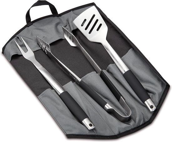 Premium 3-delig roestvrijstalen grillbestekset - Grilltang ...