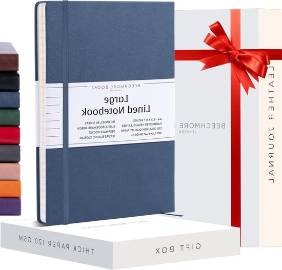 High Quality A4 Lined Notebook - 120gsm Cream Paper - Symphony Blue | bol