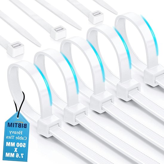 500 x 76 mm Kabelbinders - 100 stuks - premium nylon ritsbanden - multifunctionele... | bol