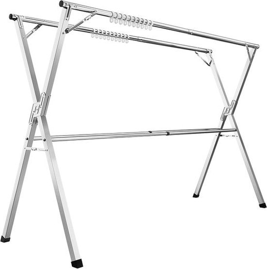 Wasrek Inklapbaar - Staand Droogrek metaal - 133-200 cm Uitschuifbaar ...