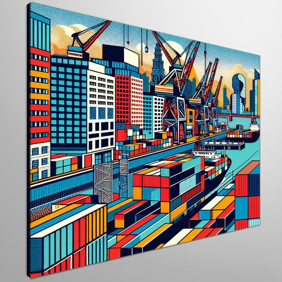 Pop art rotterdam schilderij | Rotterdamse kleuren en vormen in moderne ...